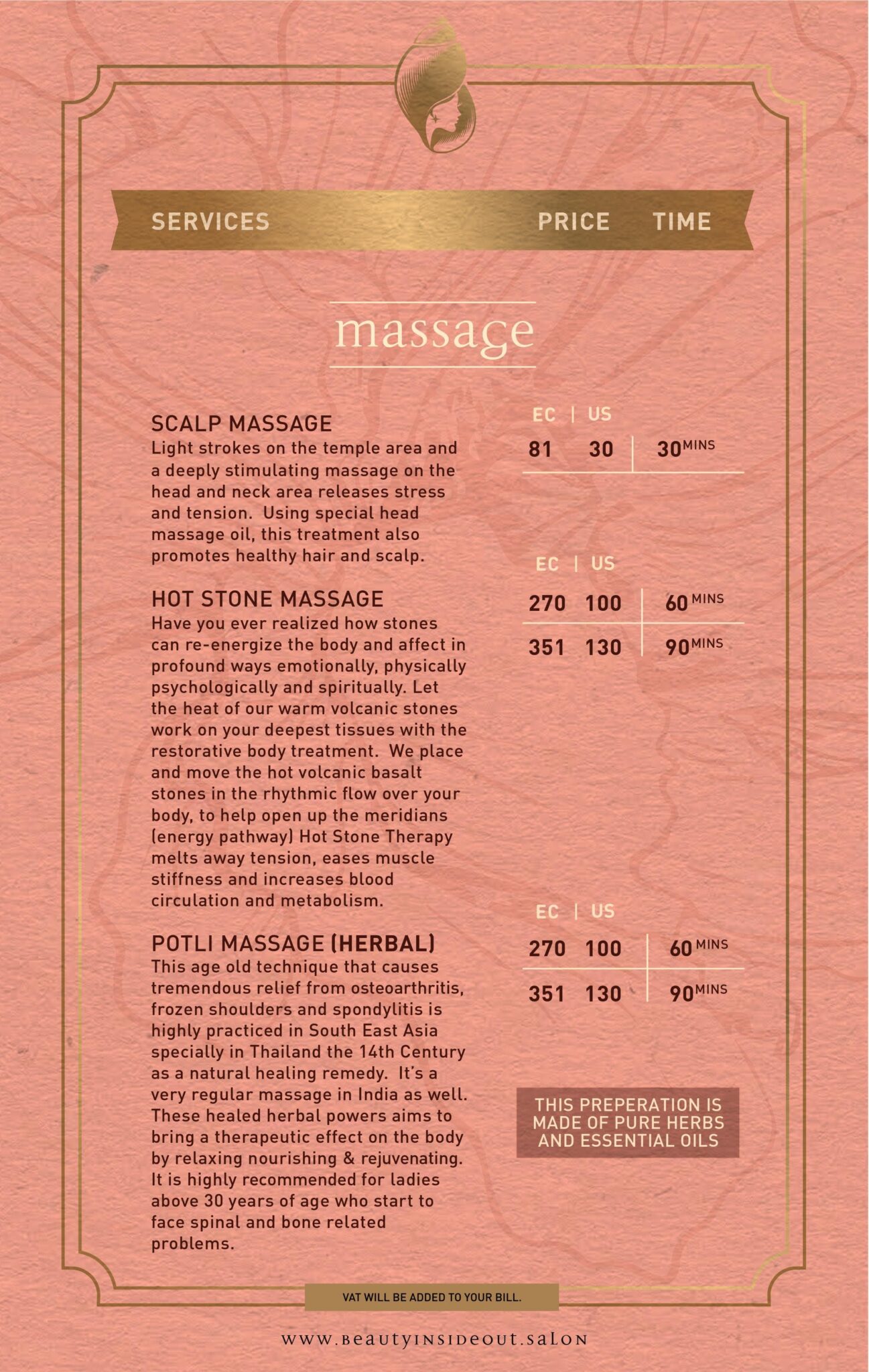 Salon Menu - beautyinsideout